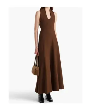 Khaite Halterneck Midi Dress - Bark