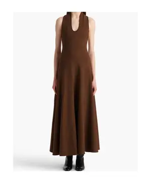 Khaite Halterneck Midi Dress - Bark
