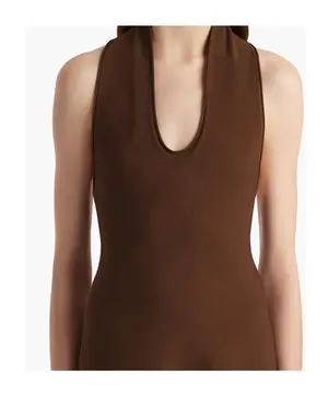 Khaite Halterneck Midi Dress - Bark