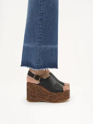 Chloé Maxime Wedge Sandals - Black
