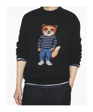 Maison Kitsuné Dressed Fox Intarsia Crewneck Sweatshirt