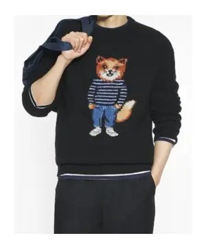 Maison Kitsuné Dressed Fox Intarsia Crewneck Sweatshirt