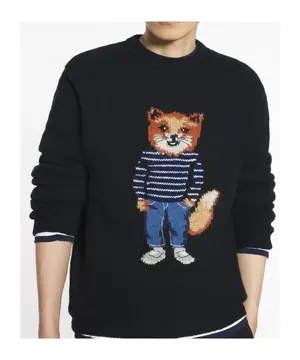 Maison Kitsuné Dressed Fox Intarsia Crewneck Sweatshirt