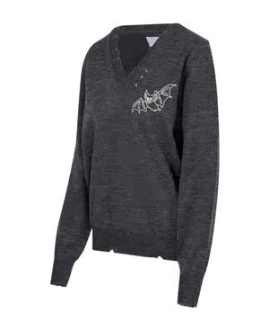MAISON MARGIELA Mélange Effect Logo-print V-neck Jumper