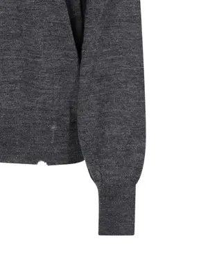 MAISON MARGIELA Mélange Effect Logo-print V-neck Jumper