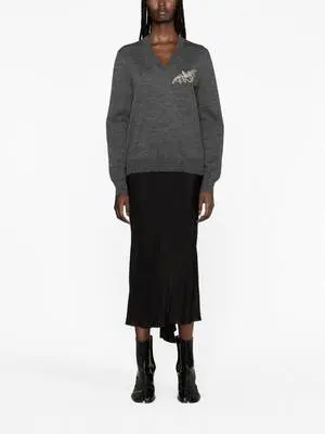 MAISON MARGIELA V-neck Bat Print Sweater
