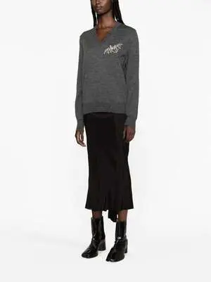 MAISON MARGIELA V-neck Bat Print Sweater