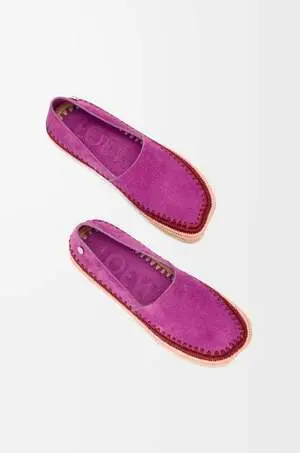 Loewe Suede And Raffia Rio Slipper - Pink