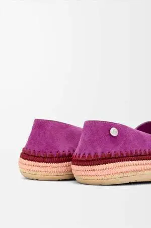 Loewe Suede And Raffia Rio Slipper - Pink