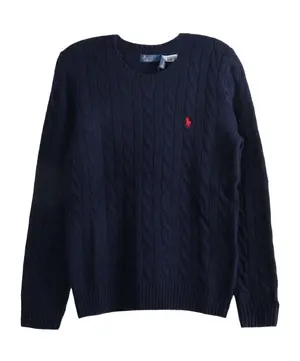 Polo Ralph Lauren Cable-knit Jumper With Embroidered Logo - Navy
