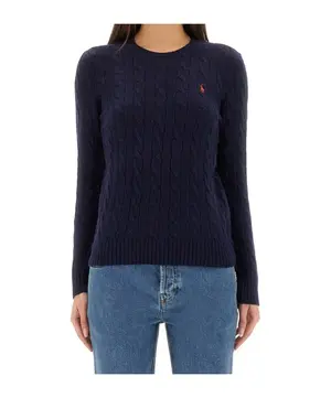 Polo Ralph Lauren Cable-knit Jumper With Embroidered Logo - Navy