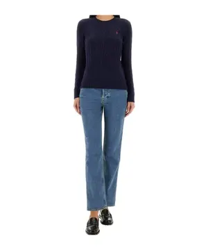 Polo Ralph Lauren Cable-knit Jumper With Embroidered Logo - Navy