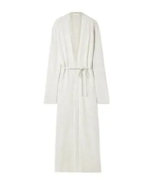 Khaite Khaite Alek Belted Merino Wool Cardigan Light Grey