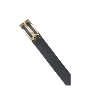 Victoria Beckham Logo Buckle Leather Belt - Black