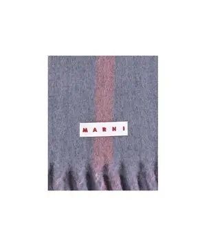 Marni Logo Patch Fringed Scarf