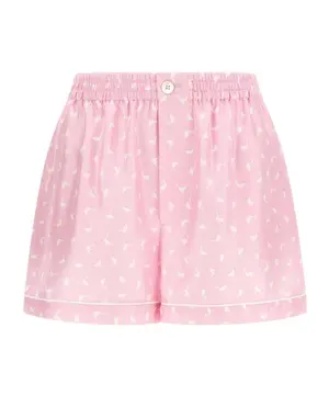 Moschino Allover Printed Elastic Waist Shorts - Pink