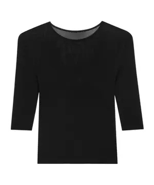 Saint Laurent Cassandre Crewneck Knitted Top - Black