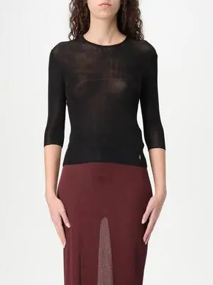 Saint Laurent Cassandre Crewneck Knitted Top - Black