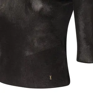 Saint Laurent Cassandre Crewneck Knitted Top - Black