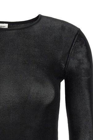 Saint Laurent Cassandre Crewneck Knitted Top - Black