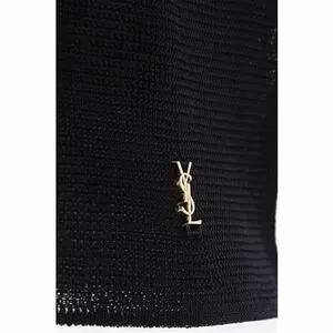 Saint Laurent Cassandre Crewneck Knitted Top - Black