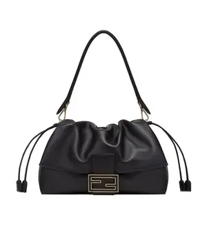 Fendi Mamma Baguette Drawstring Shoulder Bag - Black