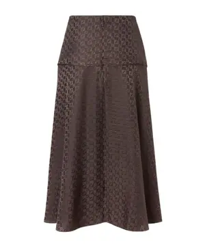 Fendi Monogrammed A-line Midi Skirt - Black