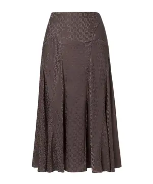 Fendi Fendi Monogrammed A-Line Midi Skirt Black