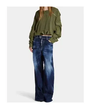 Dsquared2 Logo Patch Wide-leg Jeans