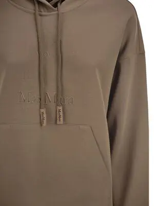 Max Mara Logo Embroidered Hooded Hoodie - Camel