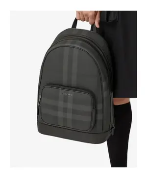 Burberry Logo Printed Checked Leather Backpack
