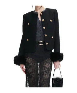 SELF-PORTRAIT Faux Fur-cuff Buttoned Jacket