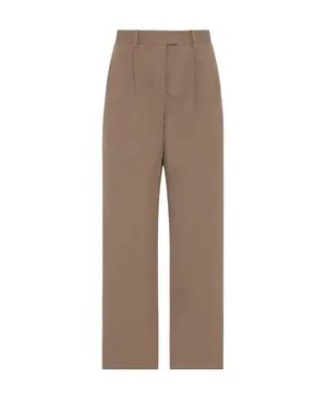 THE ROW Alfidis Wide-leg Tailored Trousers - Ash Brown