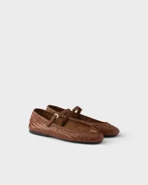 Prada Leather Ballerinas With Buckle Detailing