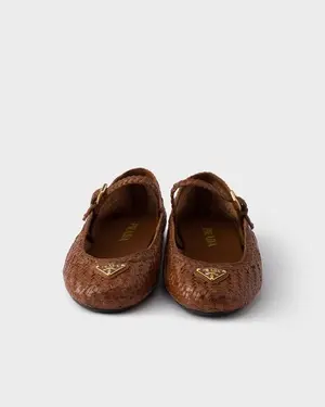Prada Leather Ballerinas With Buckle Detailing