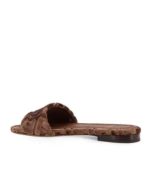 Fendi Ff Flocked Slip-on Sandals
