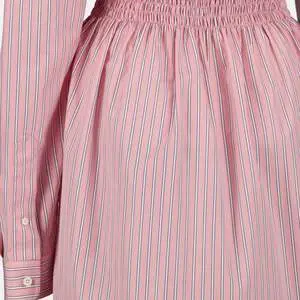 Miu Miu Striped Cotton Shirtdress With Embroidered Logo - Pink