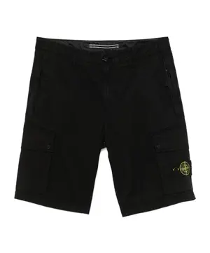 Stone Island Logo Patch Cargo Shorts - Black