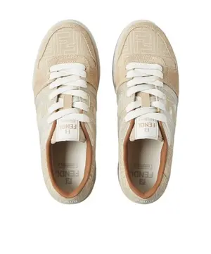 Fendi Ff Jacquard Low-top Sneakers - Beige