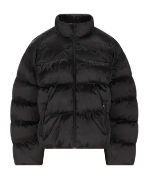 Balenciaga Allover Logo Printed Down Jacket - Black