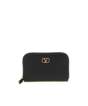 Valentino Garavani Zip-around Logo Wallet - Black