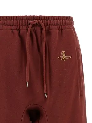 VIVIENNE WESTWOOD Drawstring Logo Embroidered Wide Leg Joggers - Red