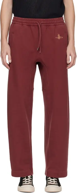 VIVIENNE WESTWOOD Drawstring Logo Embroidered Wide Leg Joggers - Red