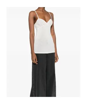 FORTE_FORTE Embroidered Wool Ribbed Jersey Tank Top