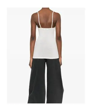 FORTE_FORTE Embroidered Wool Ribbed Jersey Tank Top