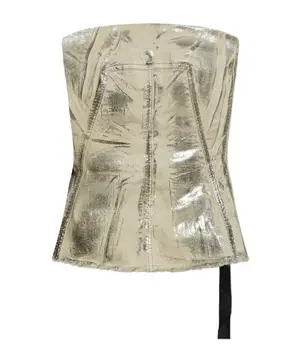 Rick Owens Metallic-effect Frayed-edge Off-the-shoulder Top - Silver