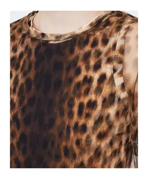 Sportmax Zebu Animal-print Sheer Long Sleeve Top - Beige