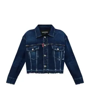 Dsquared2 Distressed Cropped Denim Jacket