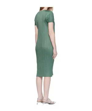 PLEATS PLEASE BY ISSEY MIYAKE Short Sleeve Pleated Midi Dress