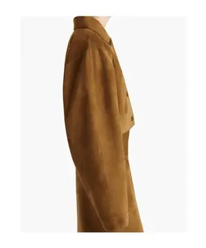 Khaite Sue Suede Cropped Jacket - Toffee